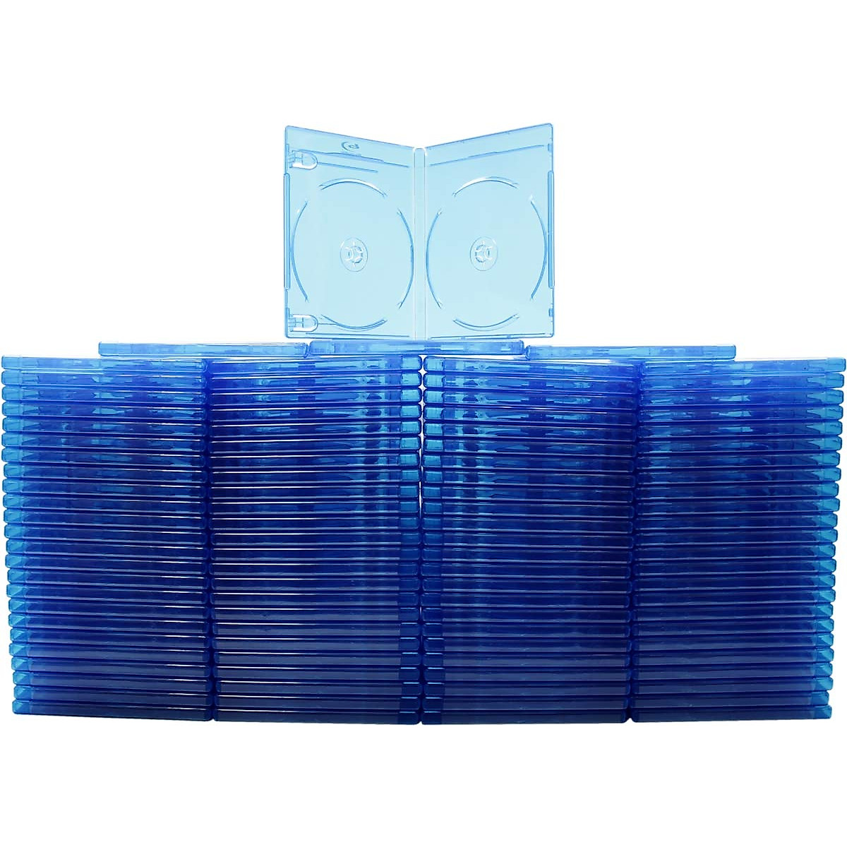 (100) Empty Standard DOUBLE Blue Replacement Boxes / Cases for Blu-Ray Disc Movies #BR2R12BL