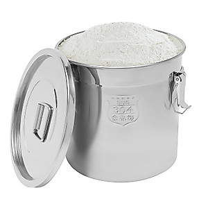 TOOL1SHOoo 21L/33L Airtight Rice Bucket 304 Stainless Steel Canister Food Storage Container Food Storage Container Airtight Canister Storage Bucket with Lid (21L)