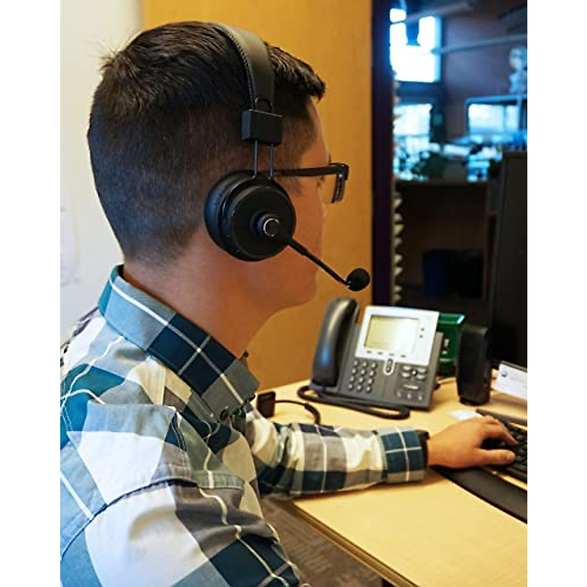 Blue Tiger Elite Ultra Wireless Bluetooth Headset – Trucker and Office Professional Headset - Noise Cancellation Bluetooth 5.0 Headset – 60 Hours Talk Time, 1200 Hours Standby