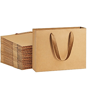 BagDream 8.6x4x7 25Pack Brown Kraft Paper Bags with Handles, Heavy Duty PaperParty Favor gift bags Retail Merchandise Bags Soft Cloth Handle Sturdy Paper Bags