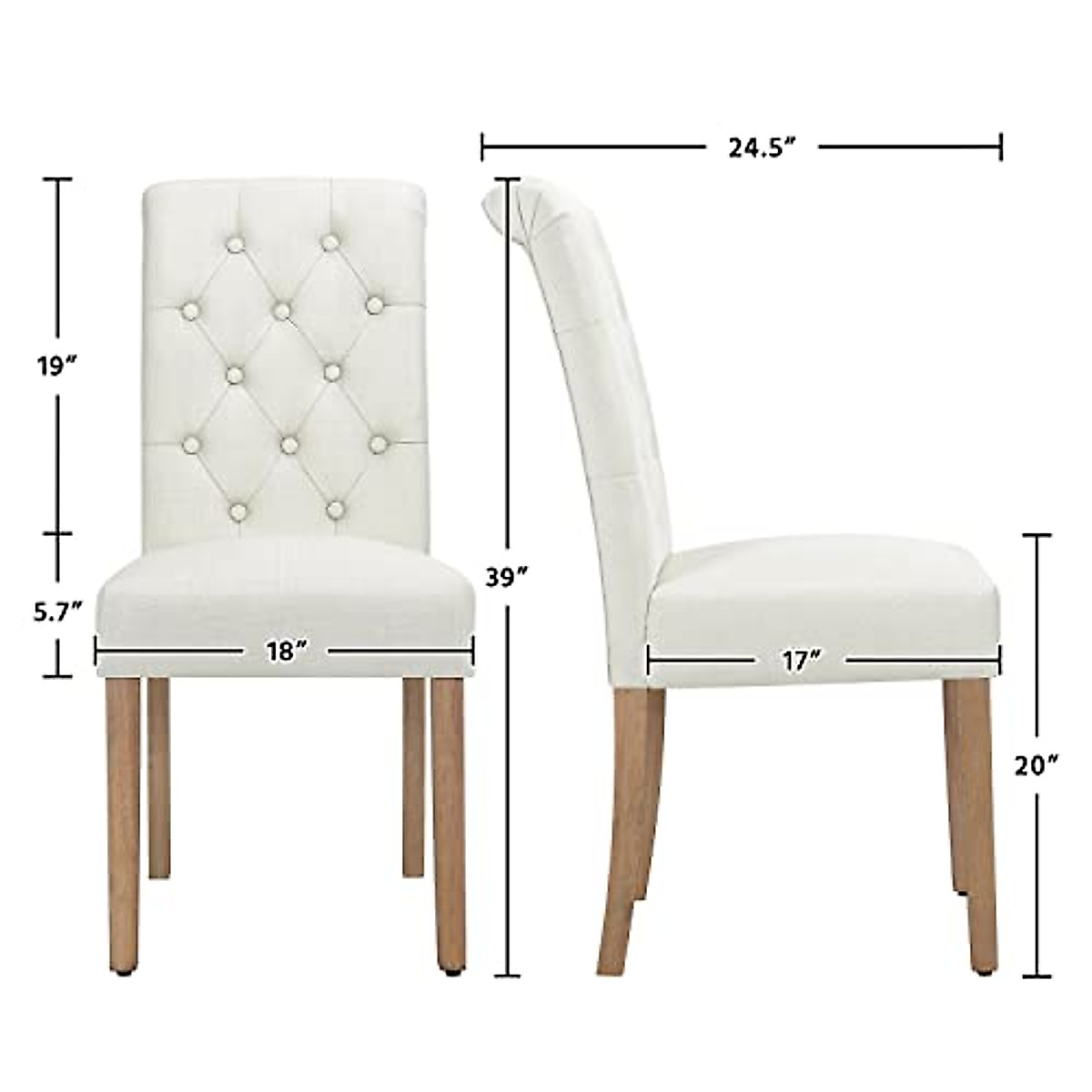 Yaheetech Tufted Dining Chairs Button Parsons Diner Chair Upholstered Fabric Dining Room Chairs with Solid Wood and Padded Seat Stylish Dining Chairs Kitchen Chairs Set of 2, Beige