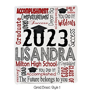 Personalized Custom Graduation Throw Blanket for Adults and Teens. Soft and Vibrant Colors. (GradBlanket)