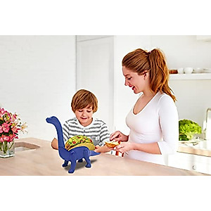 Vezna Home Goods Dinosaur Taco Holder Kids Taco Stand, Holds 2 Shells for Fun Taco Tuesday Party, Blue Jurassic Brontosaurus Dino Plate