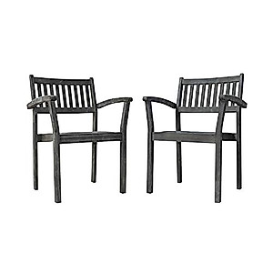 Renaissance Outdoor Patio Hand-Scraped Wood Stacking Armchair (Set of 2)