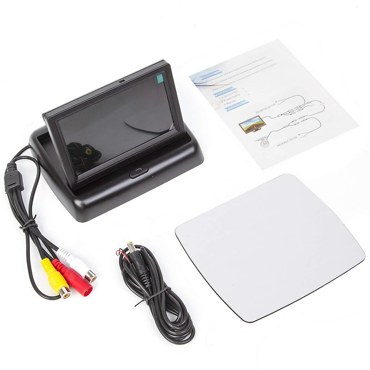 Yasoca 4.3 Inch Small Mini Digital Flip Down Foldable Monitor Screen for Car Truck Vehicle Rear View Reverse Parking Kits Home CCTV