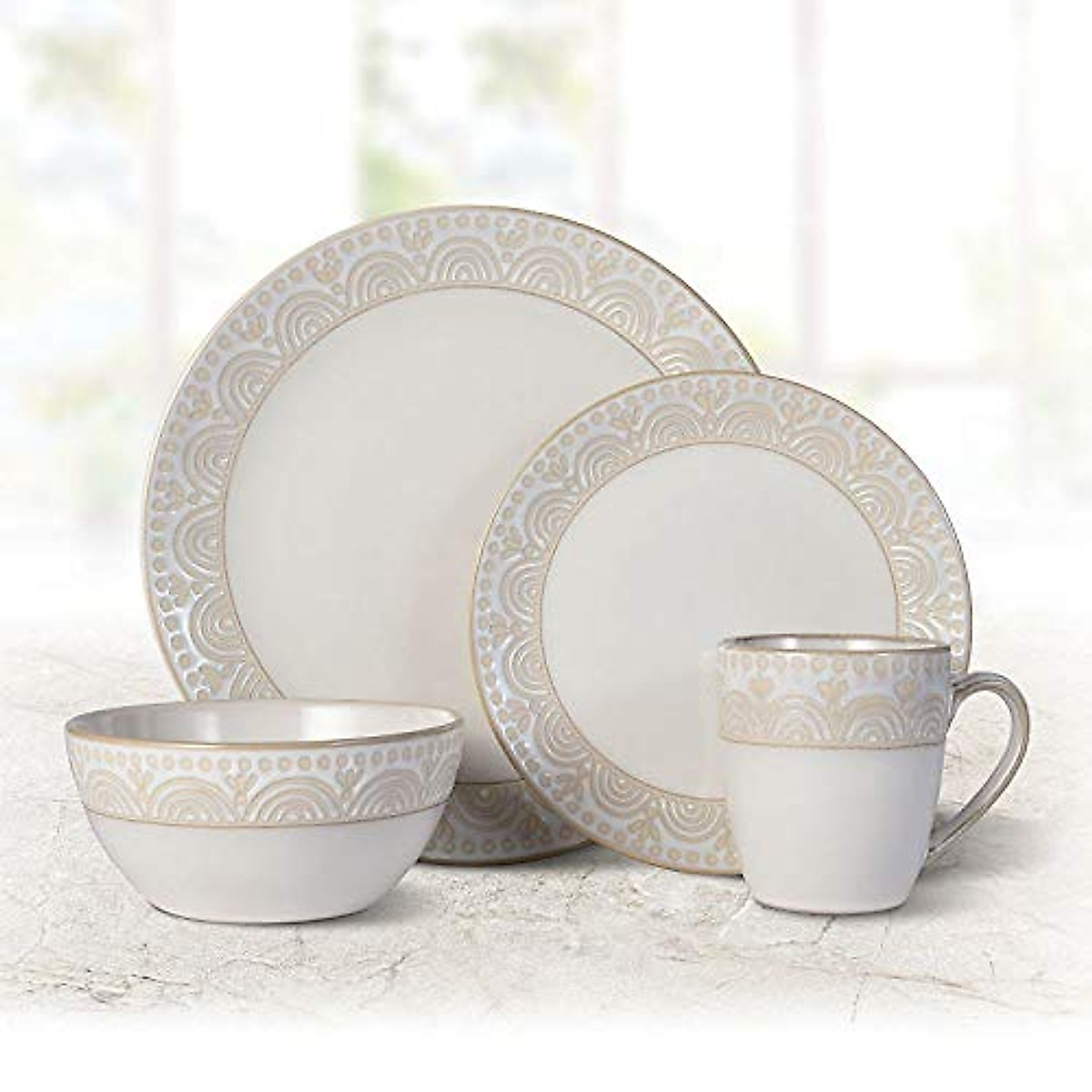 Pfaltzgraff Amelia Cream 16-Piece Dinnerware Set, Assorted