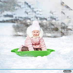 Superio Round Snow Sled, Heavy Duty Plastic Saucer Toddler Sled with Handles 24" Winter Snow Toys Fun for Kids and Adults, 2-Pack