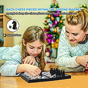 Magnetic Chess Set Backgammon Board Game Set 3 in 1 with Checkers Inside for Home Outdoor Travel Chess Set