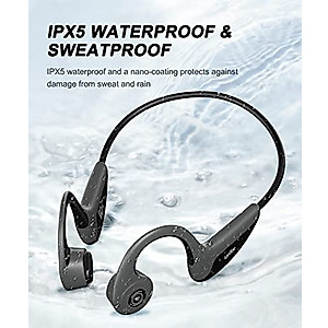 Bone Conduction Headphones, Upgraded Open Ear Headphones Bluetooth, IPX5 Waterproof Sport Bone Conduction Headphones Bluetooth with Mic for Running, Workout, Hiking, Cycling, Driving