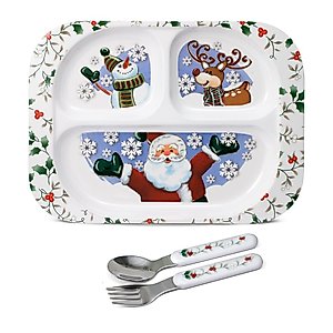 Pfaltzgraff Winterberry 3 Piece Jolly Santa Childrens Set