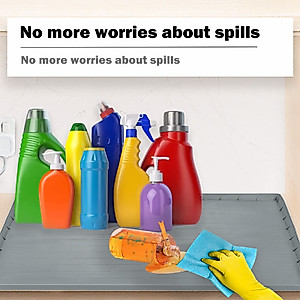 Under Sink Mat Waterproof Silicone Kitchen Cabinet Tray 34'' x 22'' Under Kitchen Sink Mats and Protectors with Drain Hole for Drips Leaks Spills in Kitchen Bathroom