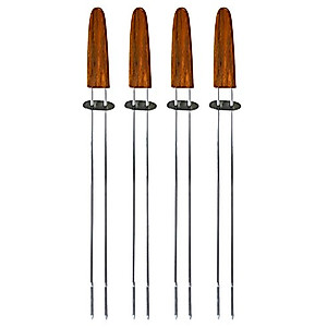 Mr. Bar-B-Q 40217Y Oval Wood Handle Double Pronged Skewers, 4 Pcs