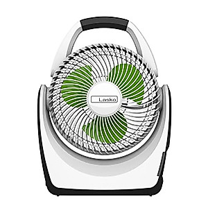 Lasko Portable Fan, 18V Lithium Ion Battery, Bonus Adapter for Electric Plug-in Use, Lasts up to 15 Hours, 5 Quiet Speeds, for Camping, Tailgating, Patio and Outdoor Use, 17", White, RB200