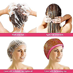 VICARKO Hair Steamer Thermal Heat Cap Deep Conditioning Natural Black Hair Scalp Treatment Spa Hot Head Care Electric for Home Use Orange Glittery