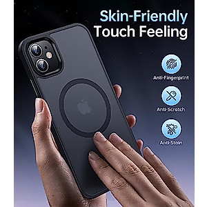 Olialia Strong Magnetic Case for iPhone 11, [Compatible with MagSafe] [Military Drop Protection] Skin-Friendly Touch Shockproof Protective Slim Phone Cover 6.1 inch, Black
