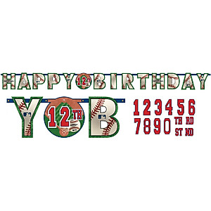 "MLB Collection" Add-An-Age Letter Banner, Party Decoration, 6 Kits