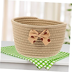 BESTOYARD 2pcs Cotton Rope Storage Basket Cotton Rope Organizer Woven Baskets for Storage Fabric Storage Cubes Rattan Round Waste Basket Rope Baskets for Storage Mini White Shelf Basket Baby