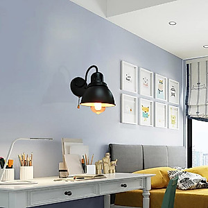 KARAOT Gooseneck Wall Lights E27 Retro Barn Wall Lamp Shade Rustic Loft Wall Sconce Industrial with Pull Cord Switch Fixture Lighting Lamp Shade for Bedroom Cafe Bar Restaurant Office