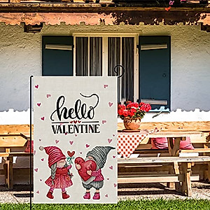 BOTB LIHM Happy Valentines Day Garden Flag Love Gnomes Decor Cute Retro Garden Yard Decorations 12×18 Inch Outdoor Yard Flag Vertical Double Sided
