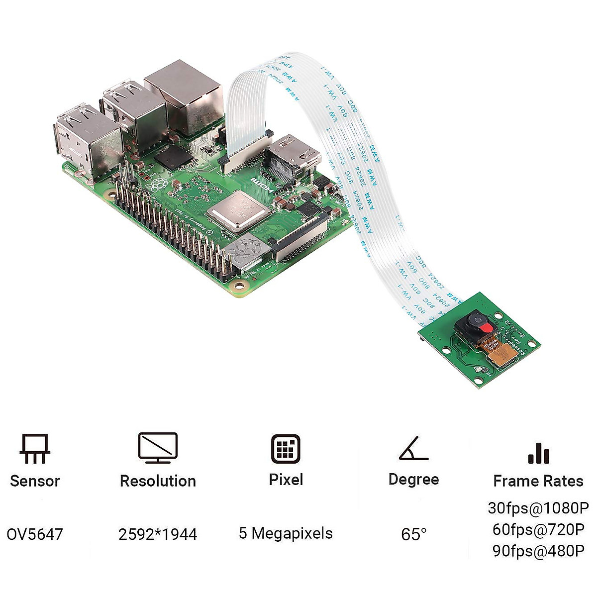 Aokin for Raspberry Pi Camera Module, 5MP 1080p with OV5647 Sensor ...