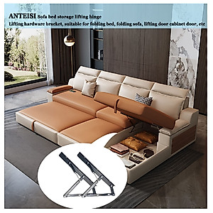 Sofa Bed Storage Lift Hinge, Adjustable Folding Sofa Storage MechanismHinge，Lifting Storage Sofa Hinge，Saving DIY Engineering Furniture Hardware, Black (2pcs)