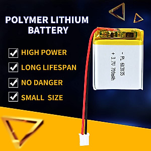 AKZYTUE 3.7V 700mAh 603035 Lipo Battery Rechargeable Lithium Polymer ion Battery Pack with PH2.0mm JST Connector