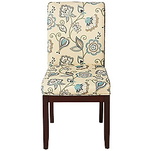 OSP Home Furnishings Dakota Upholstered Parsons Chair with Espresso Finish Wood Legs, Avignon Sky