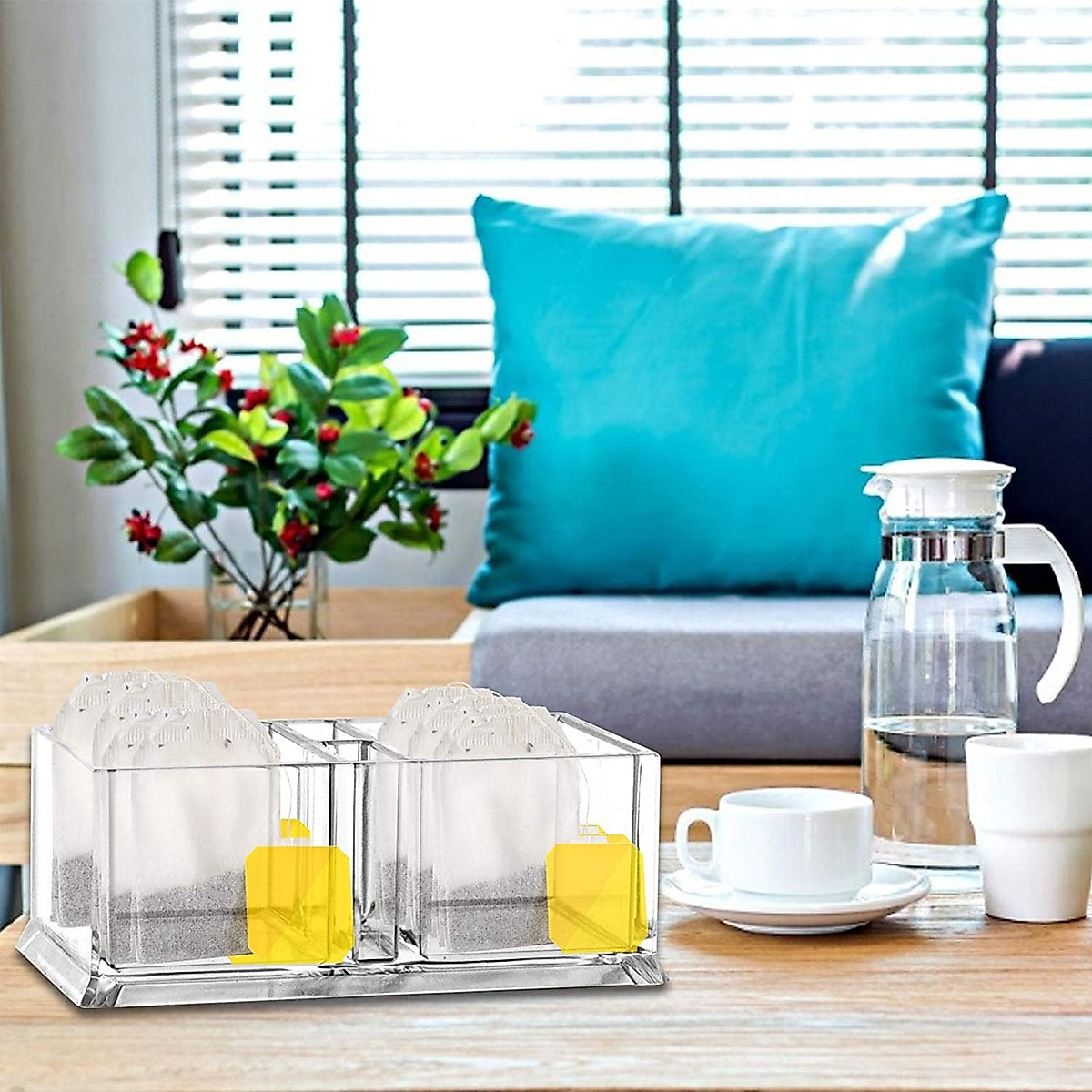 Yakri Clear Acrylic Two Lattices Tea Bags Holder Coffee Sugar Bag Case Guest Room Storage Boxes YTBH-001