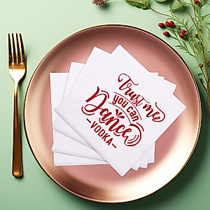 VOWFOO Funny Cocktail Napkins 100Pcs Trust Me You Can Dance Vodka Paper Napkins For Cocktail Party Nightclub Event Bachelorette Wedding Reception Bridal Shower Birthday Girls Night 5 x 5 2-ply (Vodka)