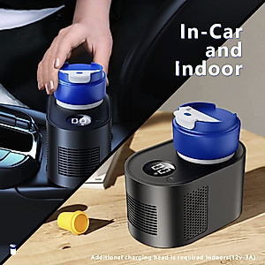 Smart Electric Cup Warmer and Cooler with Temperature Control for Car, Home, and Travel，12/24V Coffee Tea Drinks Mug Heating & Cooling 2IN1 with LED Display for Water,Milk,Beer,Drinks