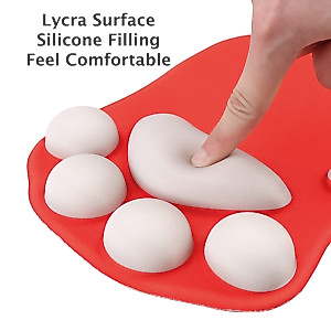 Cute Cat Paw Mouse Pad, Precision Mutispandex Surface, Soft Silicone Filling, Non-Slip PU Base, 270 x 195mm / 10.6 × 7.7 in (Red)