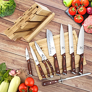 imarku Knife Set, Kitchen Knife Set for Kitchen with Block, 10 Piece Knife and Cutting Board Set with Block, Japanese Chef Knife Set Professional Knives Set for Kitchen