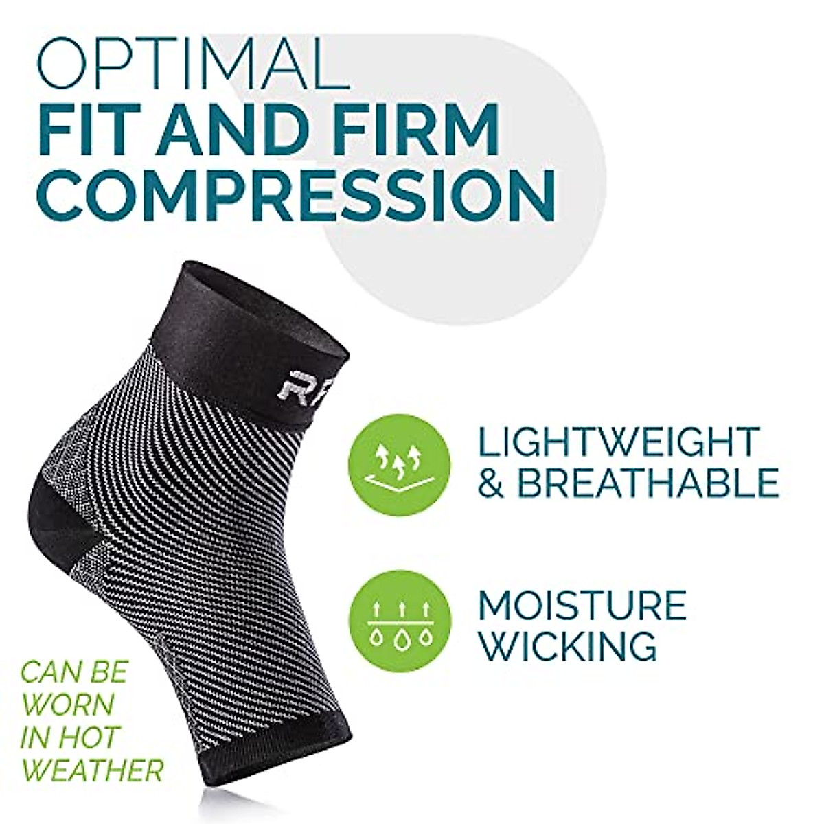 Run Forever Sports Plantar Fasciitis Compression Socks | Foot & Ankle Brace for Women & Men | Toeless Ankle Compression Sleeve for Ankle Support, Plantar Fasciitis, Night Splint, Arch & Achilles Tendonitis Relief