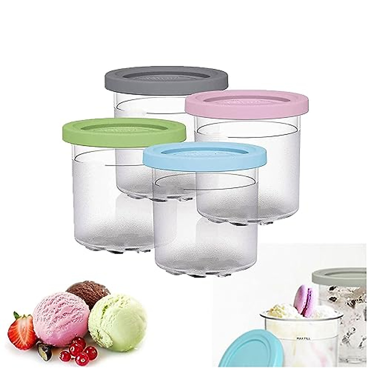 REMYS Creami Pints, for Ninja Creami Ice Cream Maker,16 OZ Ice Cream Pints with Lids Dishwasher Safe,Leak Proof Compatible NC301 NC300 NC299AMZ Series Ice Cream Maker
