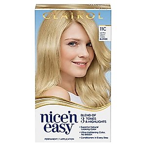 Clairol Nice'n Easy Permanent Hair Dye, 11C Ultra Light Cool Blonde Hair Color, Pack of 1