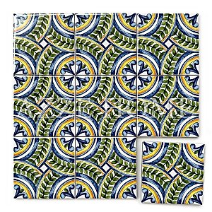 AZZEHOME Porcelain Tiles 4x4'', Pack of 10 Handmade Products, (NOT Stickers) Balcony, Garden, Bathroom, Kitchen, Indoor & Outdoor Ceramics, ics132