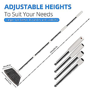Upgraded Extra-Large Upright Broom - 56.7" Length, Gray Broom Flowering Bristles for Enhanced Indoor and Outdoor Cleaning - Stainless Steel Handle - Cleaning Solution for Home, Kitchen, and Office