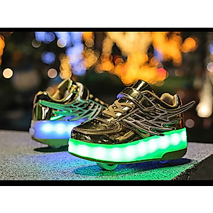 AIkuass Roller Skates- Kids USB Charge Roller Shoes for Girls Boys Kids LED Light Up Sneakers As Best Gift for Party Birthday Christmas Day (12.5 little kid)