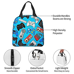 Echoserein Video Game Fun Gamer Lunch Bag Insulated Lunch Box Reusable Lunchbox Waterproof Portable Lunch Tote For Boys Men Adult