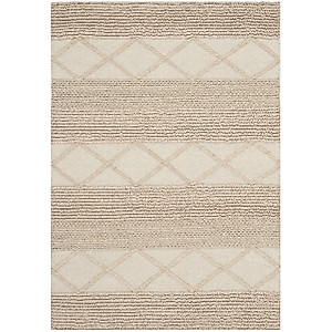 SAFAVIEH Natura Collection Accent Rug - 4' x 6', Beige, Handmade Wool, Ideal for High Traffic Areas in Entryway, Living Room, Bedroom (NAT217A)