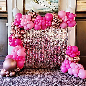 COKAOBE Pink Balloons Garlands Arch Kit, 124pcs Hot Pink Pastel Pink Metallic Magenta Latex Balloons for Wedding Engagement Princess Theme Birthday Bridal Shower Baby Shower Party Decorations
