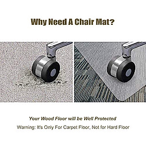 Kuyal Office Chair Mat for Carpets,Transparent Thick and Sturdy Highly Premium Quality Floor Mats for Low and No Pile Carpeted Floors, with Studs (30" X 48" Rectangle)