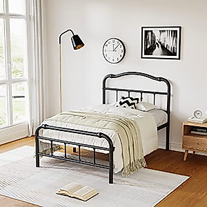 FDLOGW Twin XL Size Bed Frame with Headboard and Footboard, 14 Inch High, No Box Spring Needed Heavy Duty Metal Platform Bedframe, Noise Free