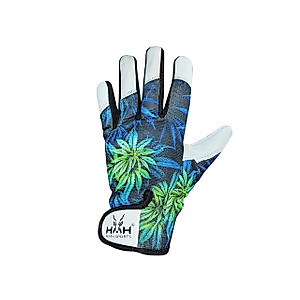 HMH Leather Gardening Gloves - Large, Green Short, Unisex