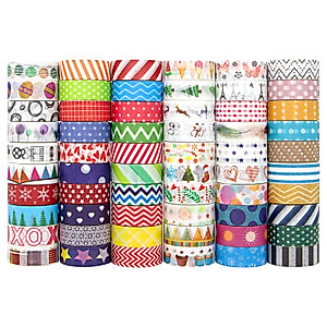 okyanus 60 Rolls Washi Tape Set, Decorative Colored Tape for Scrapbooking Supplies, Bullet Journals, DIY Craft, Gift Wrapping, Planners, Cute Washi Tape for Kids, 15mm Wide
