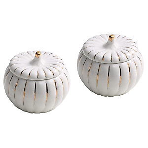 Luxshiny 2pcs Soup Bowls with Lid, Steamed Egg Bowl Pumpkin Ceramic Bowl Serving Bowls for Home Kitchen (White)