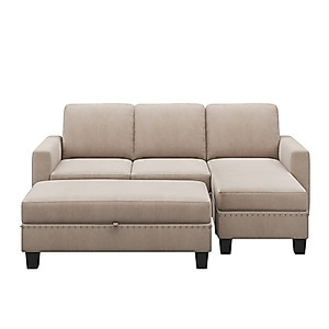 FANCUF 81" Reversible Sectional Couch with Storage Chaise L-Shaped Sofa Apartment Sectional Set 3 Pieces Sofa Set