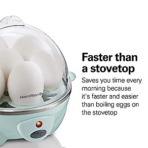 Hamilton Beach 25504 3-in-1 Electric Hard Boiled Egg Cooker Poacher & Omelet Maker, Makes 7, Mint
