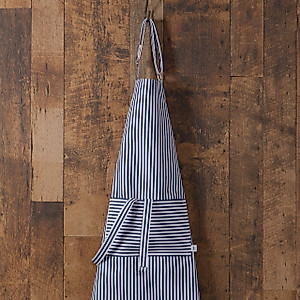 Now Designs Narrow Stripe Cotton Chef's Kitchen Apron, Royal Blue Stripe 28 x 32 in