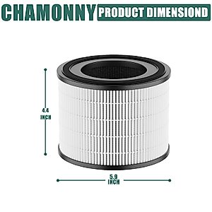 CHAMONNY AP-S0610L Filter Replacement, Compatible with MOO-KA AP-S0610L Air Purifier, 3-in-1 H13 True HEPA Filter and Activated Carbon Filter, 2 Pack